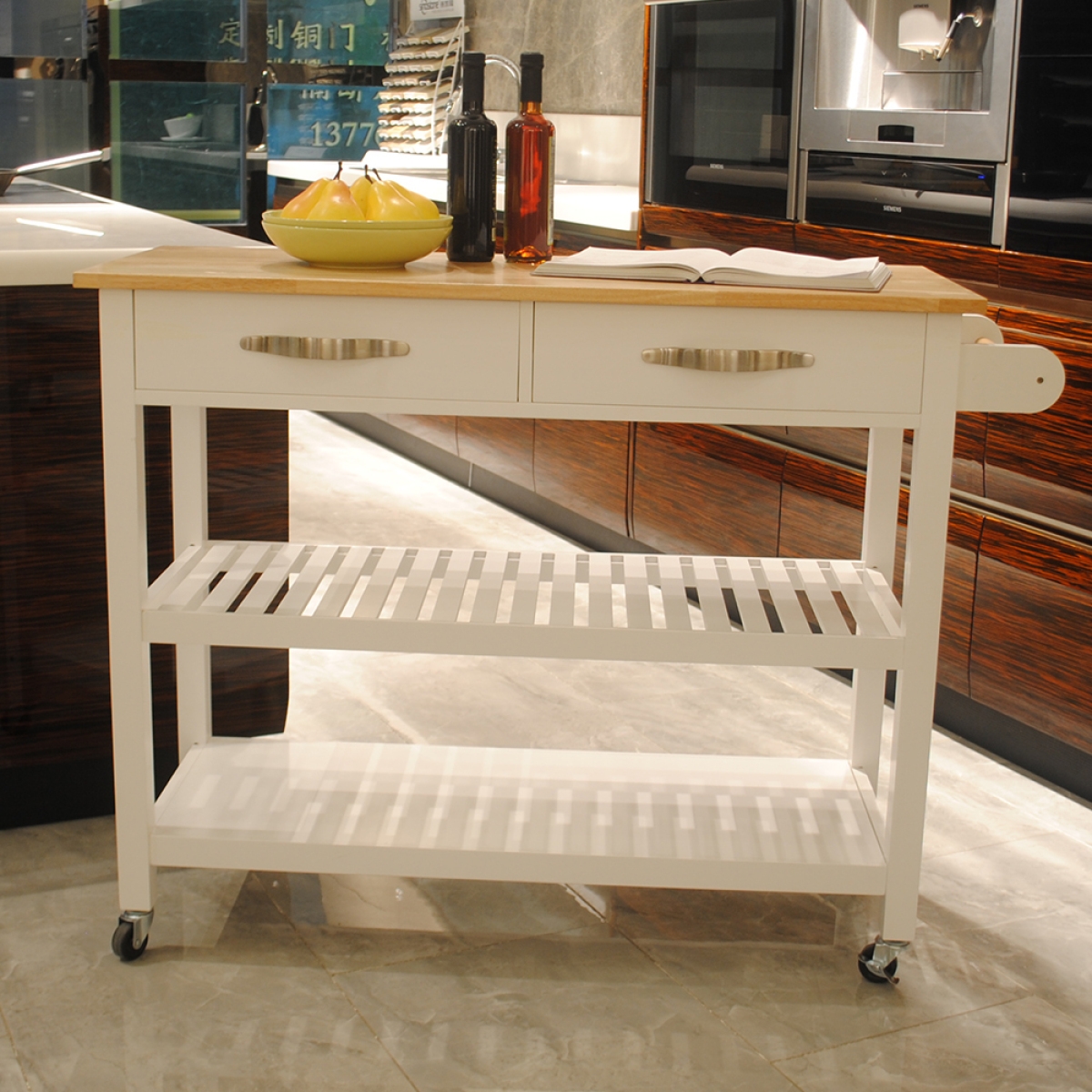 Click here for Streamdale Mobile Kitchen Island with Rubberwood T... prices