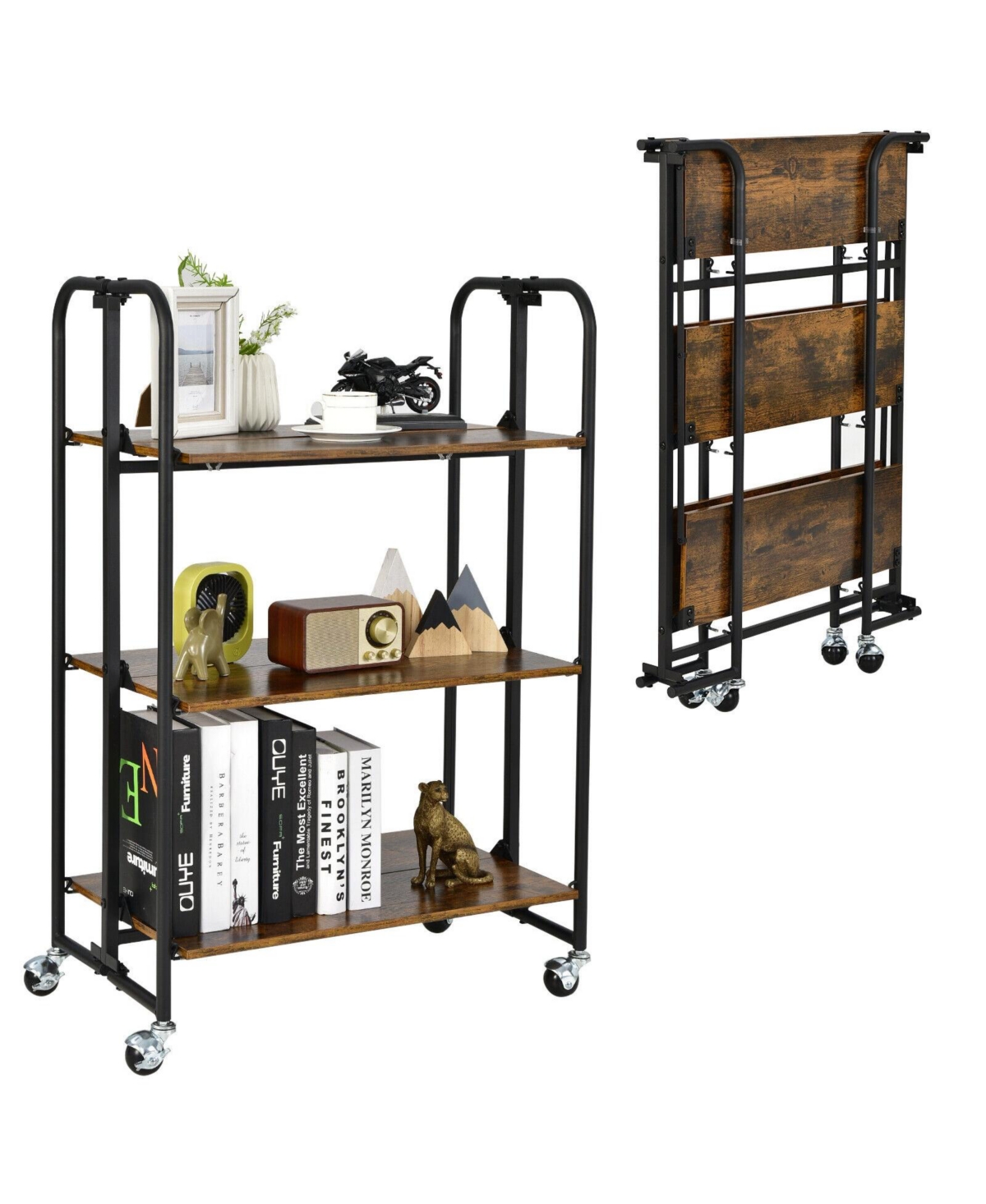 Click here for Sugift Foldable Rolling Cart with Storage Shelves... prices