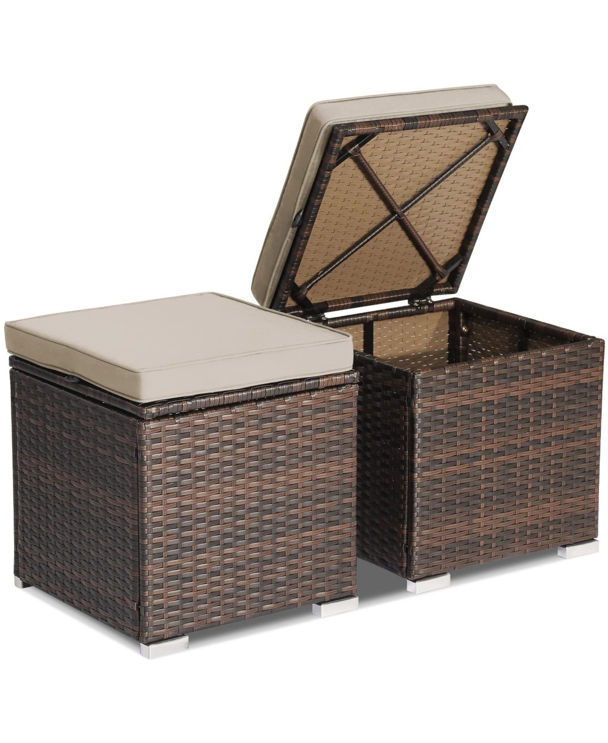 Click here for 2 Pieces Patio Ottoman with Hidden Storage Space -... prices