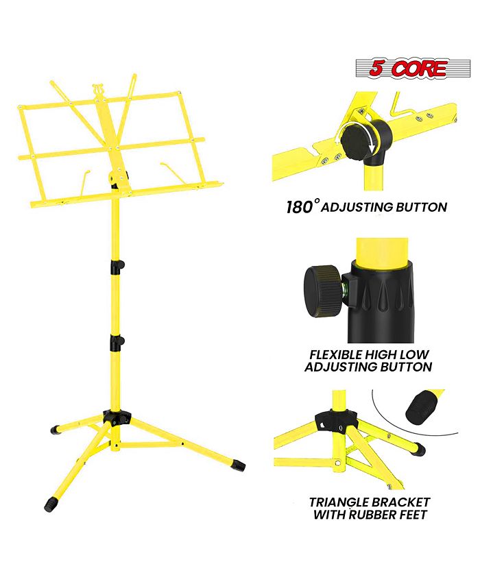 5 Core Music Stand Yellow 2 in 1 Dual-Use Adjustable Folding Sheet ...