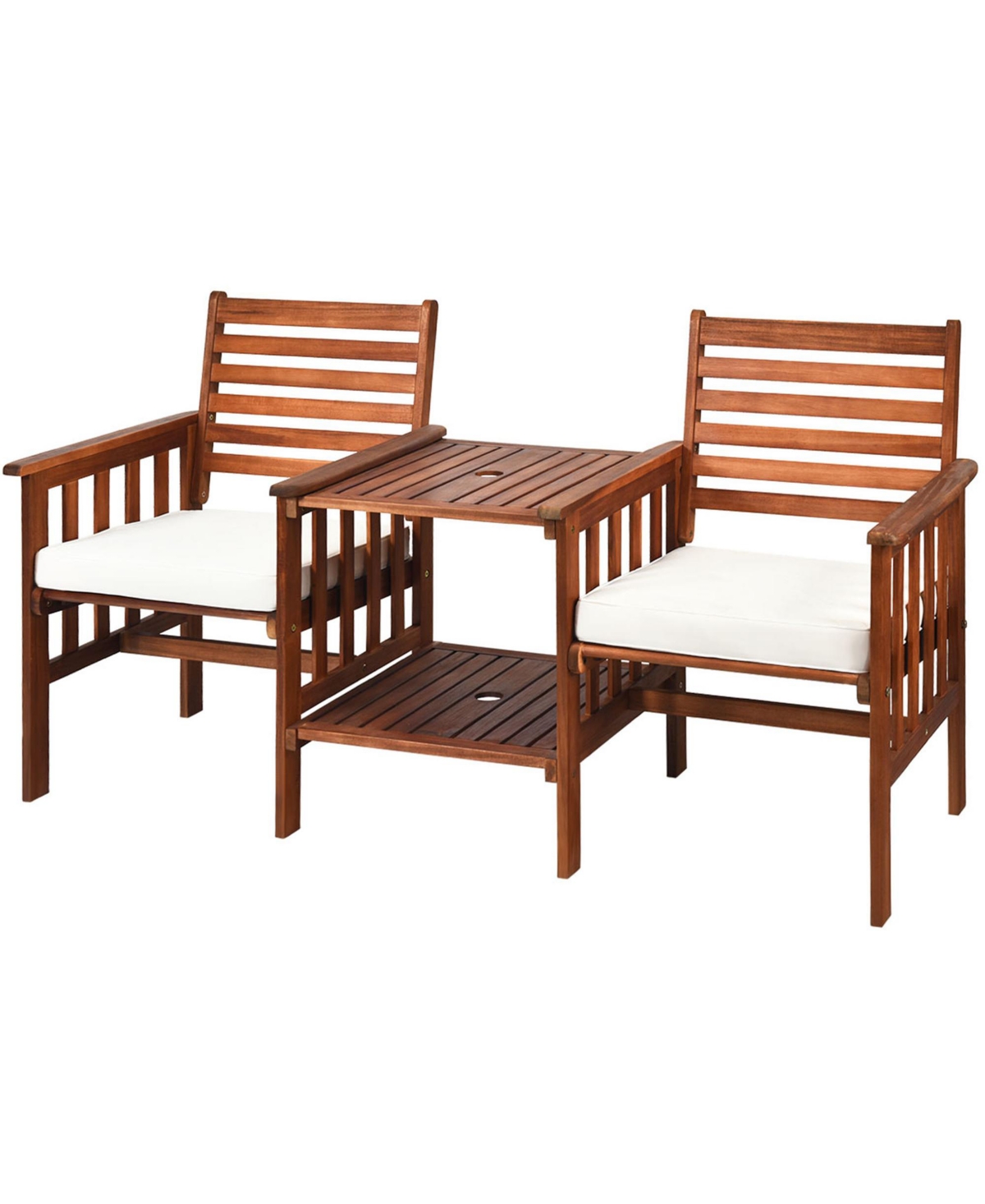 Click here for Gymax Acacia Wood Loveseat Patio Outdoor Conversat... prices