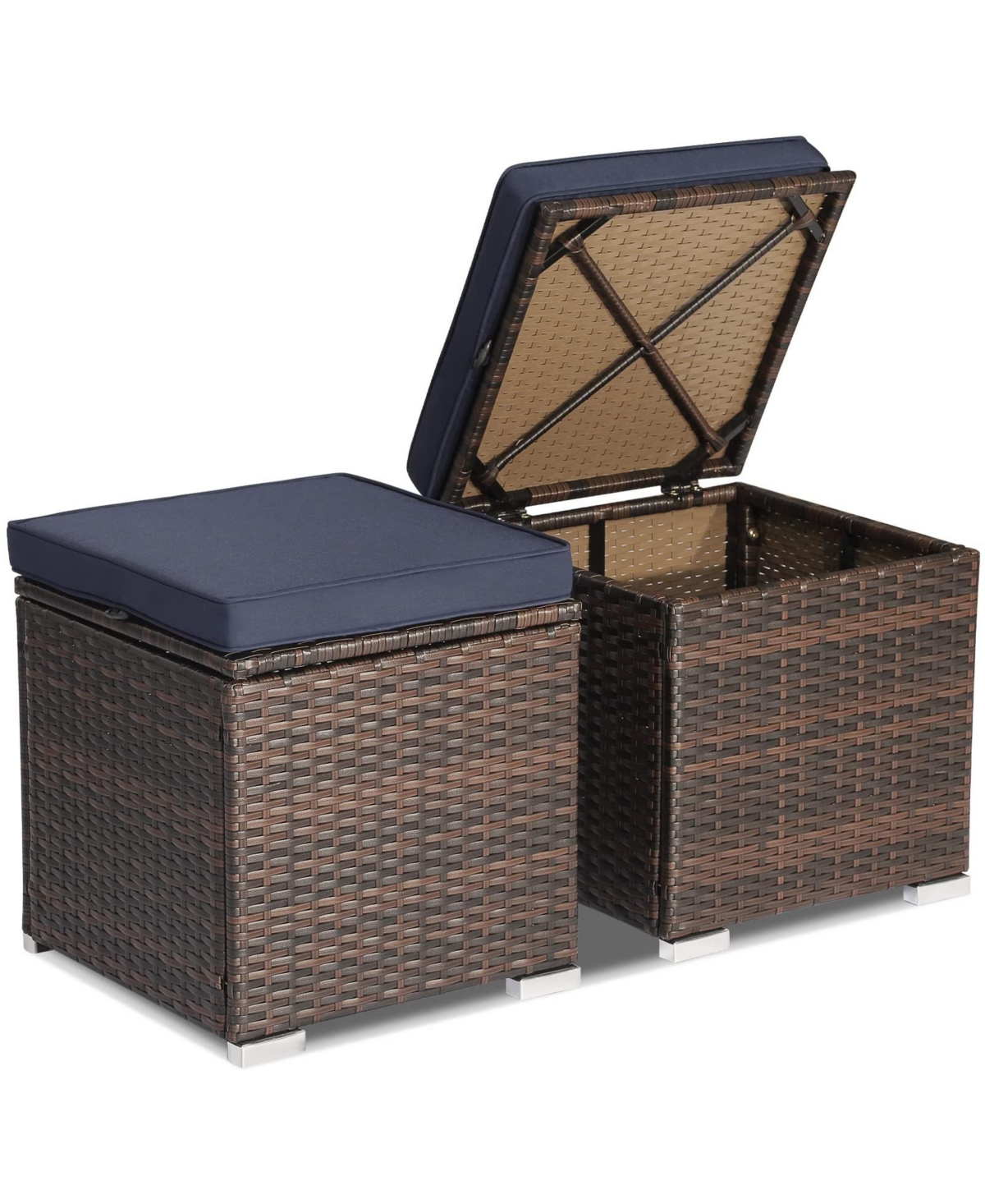 Click here for 2 Pieces Patio Ottoman with Hidden Storage Space -... prices