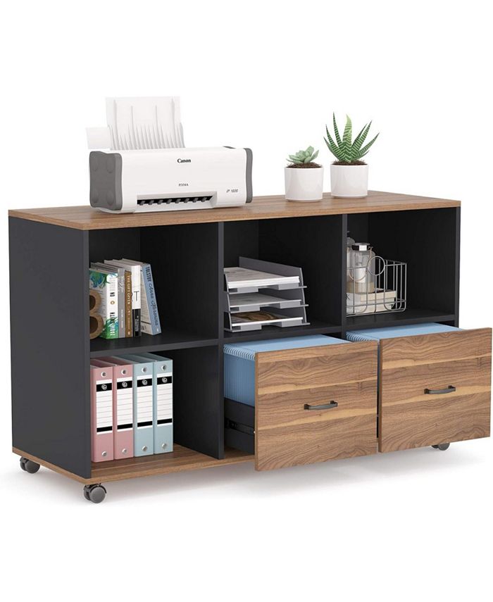Tribesigns 2 Drawers Lateral File Cabinets, Home Office 43-inch Mobile Wood Filing Cabinet ...