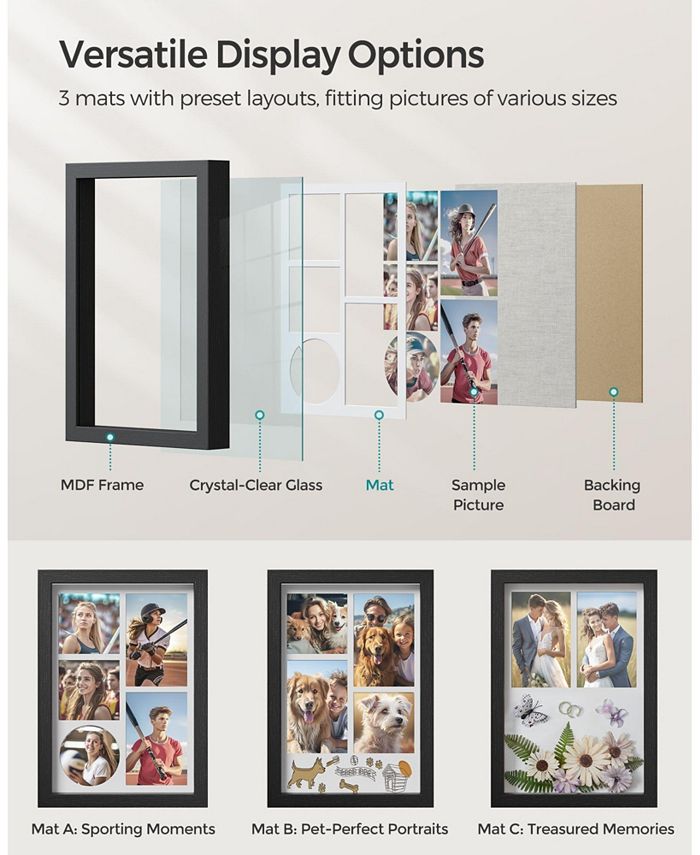 Slickblue Deep Memory Display Case For Desk Wall Decor With Wood Push ...