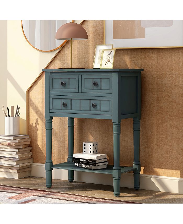 Simplie Fun Narrow Console Table, Slim Sofa Table With Three Storage ...