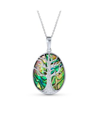 Bling Jewelry Rainbow Abalone Shell Large Oval Wishing Tree Family Tree ...