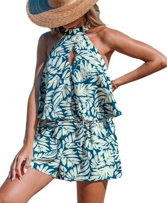 Cupshe Women's Tropical Halter Keyhole Romper - Macy's
