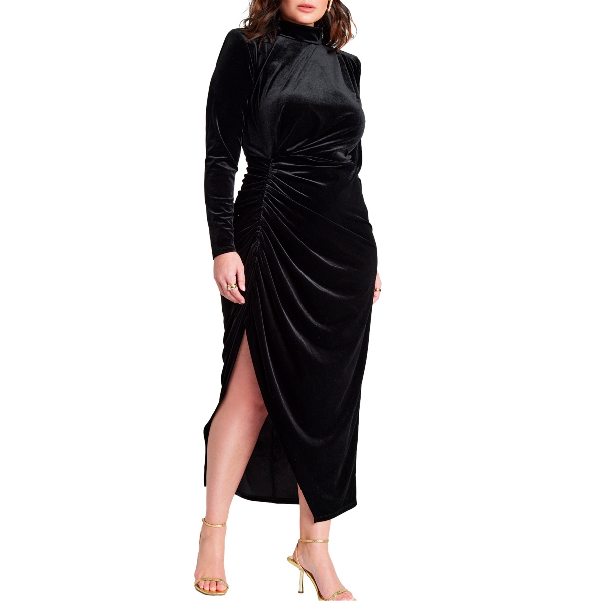 Click here for Eloquii Womens Plus Size Mock Neck Velvet Dress Wi... prices