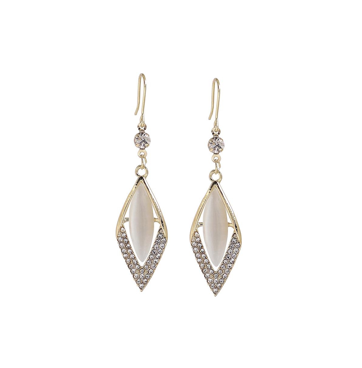 Click here for Sohi Womens Black Rhombus Drop Earrings - White prices