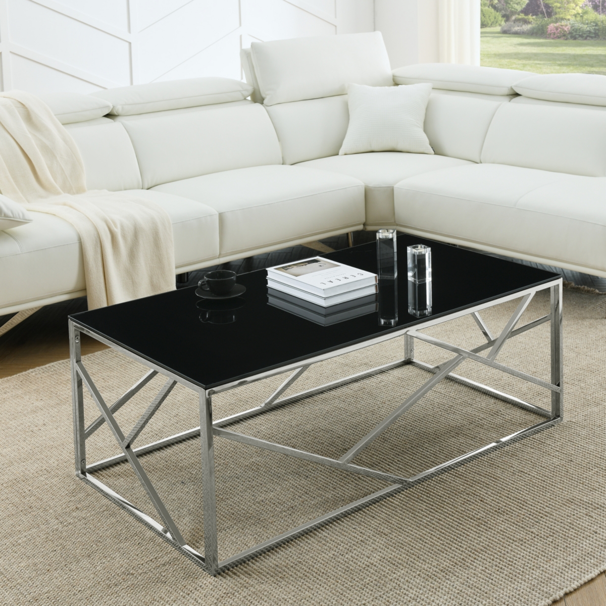 Click here for Simplie Fun Rectangular Black Glass Coffee Table w... prices