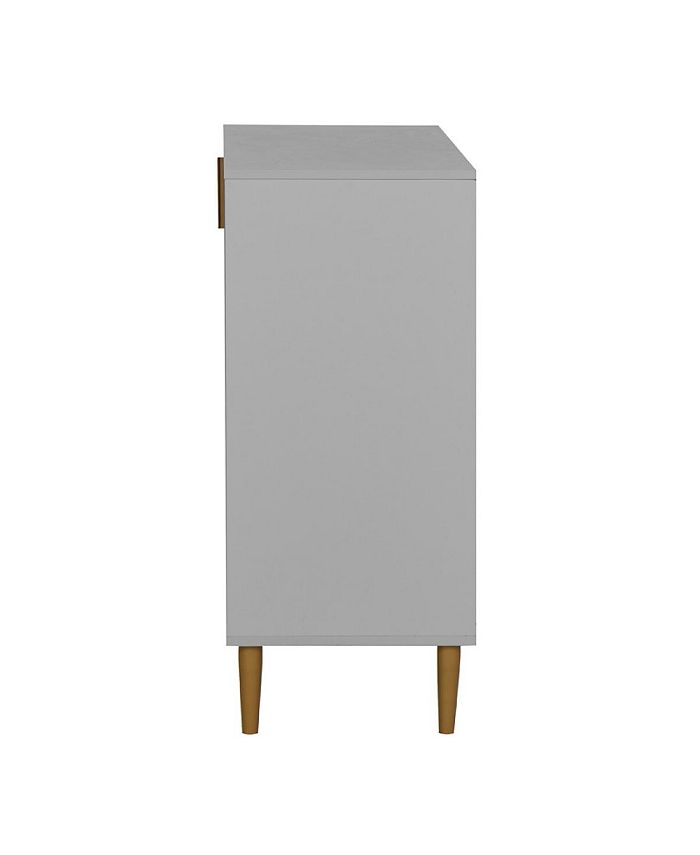 Simplie Fun Wooden Living Room Console Table Grey Carved Pattern Door ...