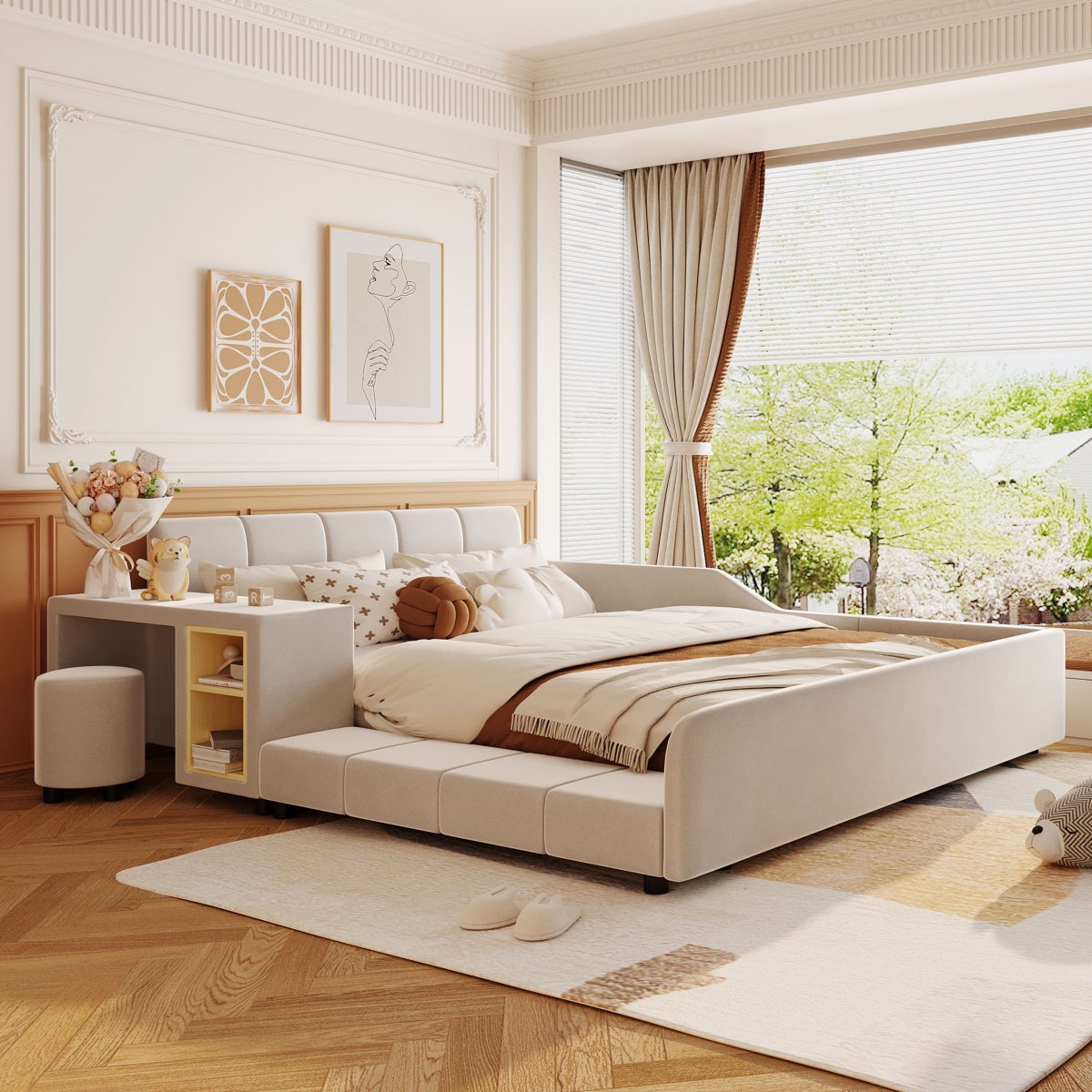 Click here for Streamdale Furniture Upholstered Bed with Desk & S... prices