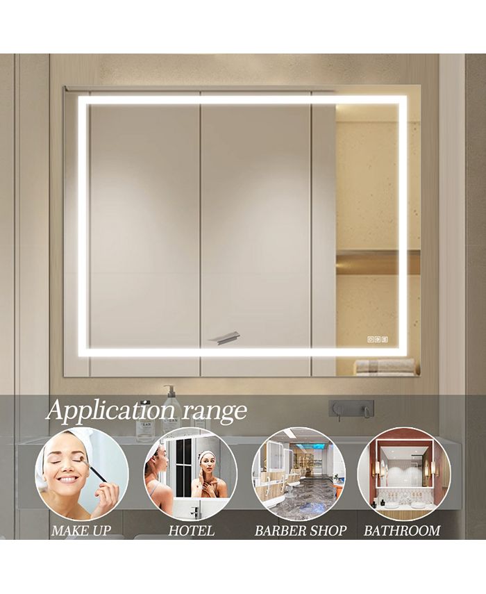 Simplie Fun LED Bathroom Mirror 48 X 36 Inch With Lights, Anti-Fog ...