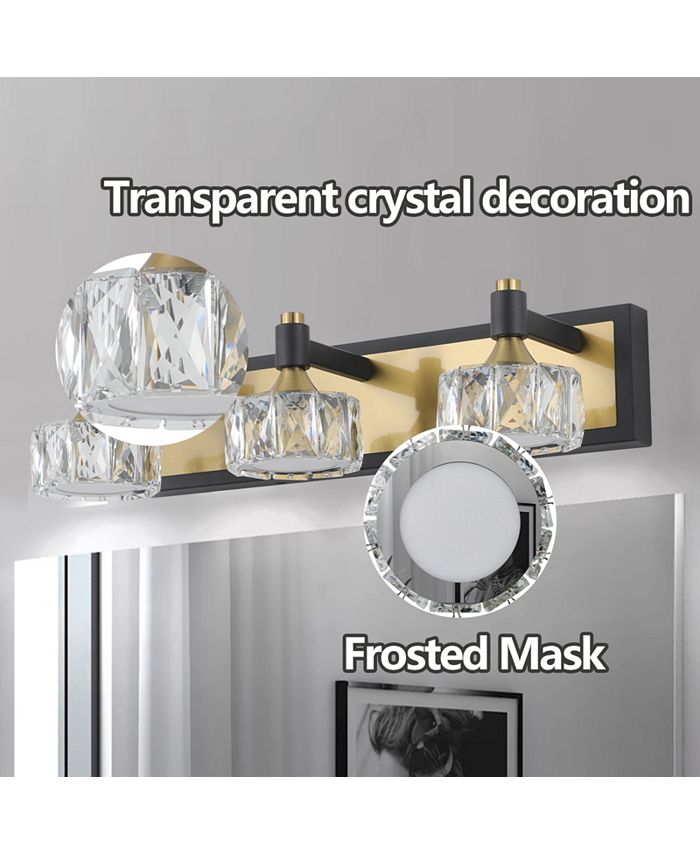 Simplie Fun LED 3-Light Modern Crystal Bathroom Vanity Light Over ...
