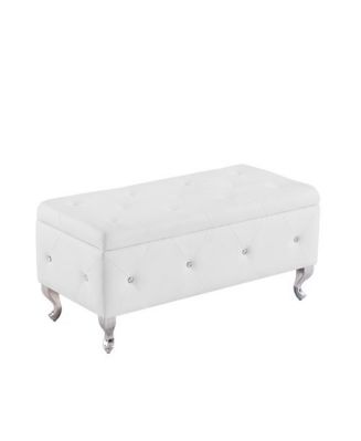 Streamdale Furniture White Upholstered Storage Ottoman Bench - Macy's