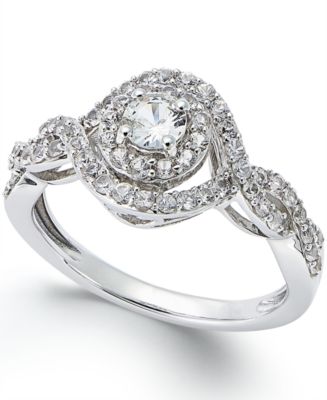 14K White Gold White Sapphire (3/4 ct) Ring - Macy's