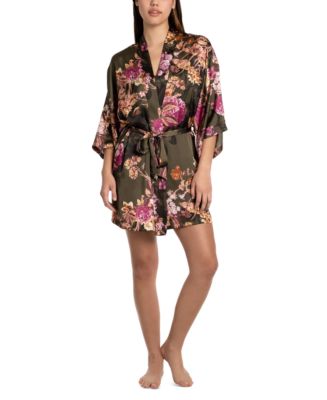 Midnight Bakery Women's Printed Satin Wrap Robe - Macy's