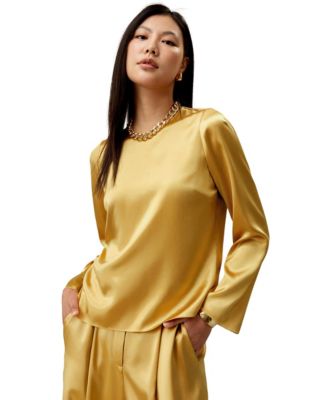 Minimalist Long Sleeve Silk Top for Women - Macy's