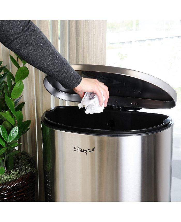 Elama 50Litter 13 Gallon Half Circle Stainless Steel Step Trash Bin ...