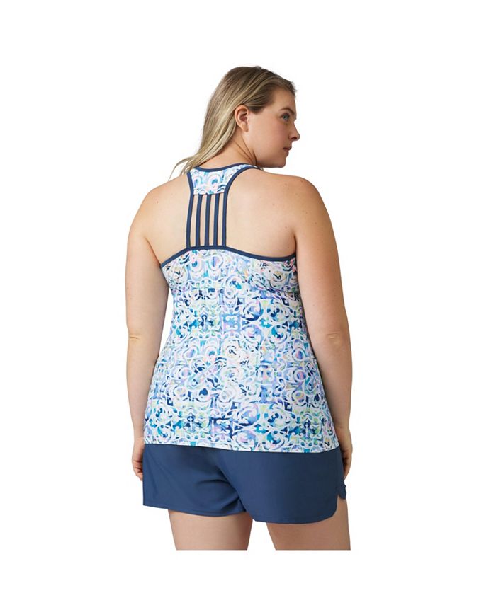 Lime Ricki Fern Gingham Racer-back Tankini Top For Women Fen Gingham ...