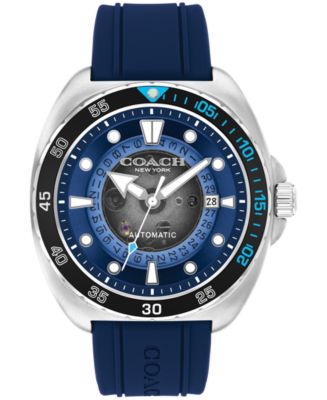 COACH Men's Charter Automatic Blue Silicone Watch 44mm - Macy's
