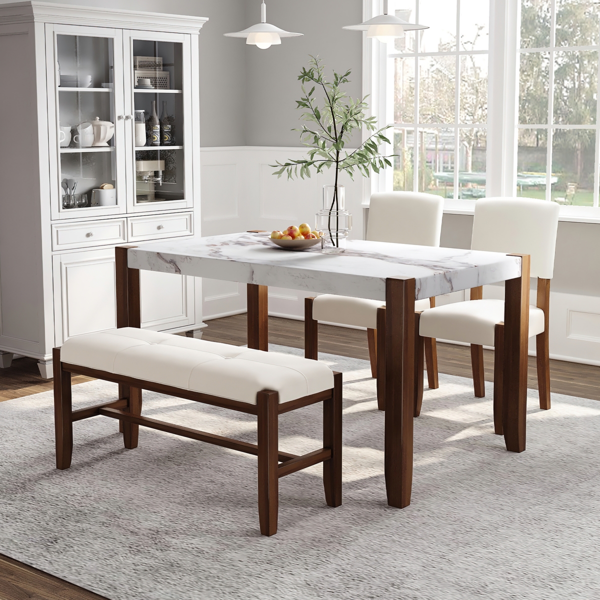 Click here for Streamdale Modern 4-Piece Dining Set - Faux Marble... prices