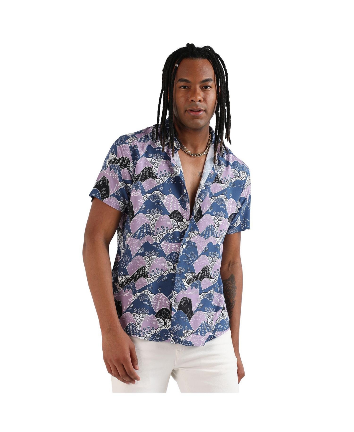Click here for Campus Sutra Mens EcoLiva Blue & Lavender Contrast... prices