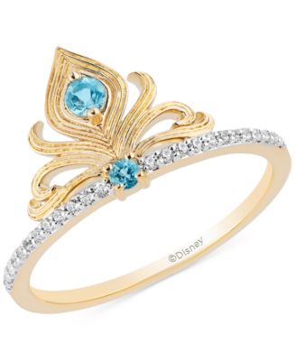 Swiss Blue Topaz (1/8 ct. t.w.) & Diamond (1/10 ct. t.w.) Jasmine Tiara ...