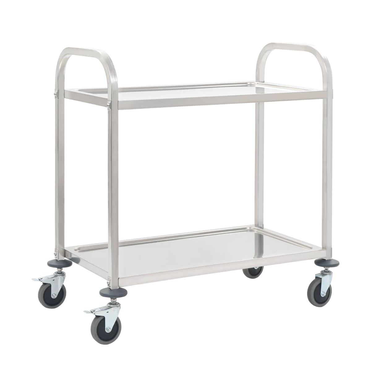 Click here for vidaXL 2-Tier Kitchen Trolley 38x21.7x35.4 Stainle... prices