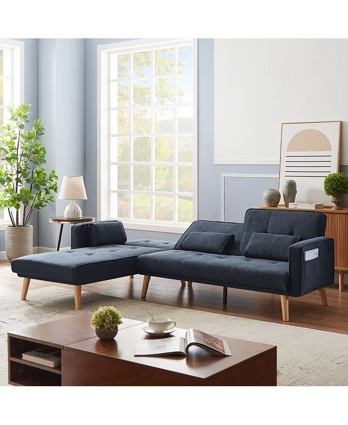 Simplie Fun Convertible Sectional Sofa Sleeper, Left Facing L-Shaped ...