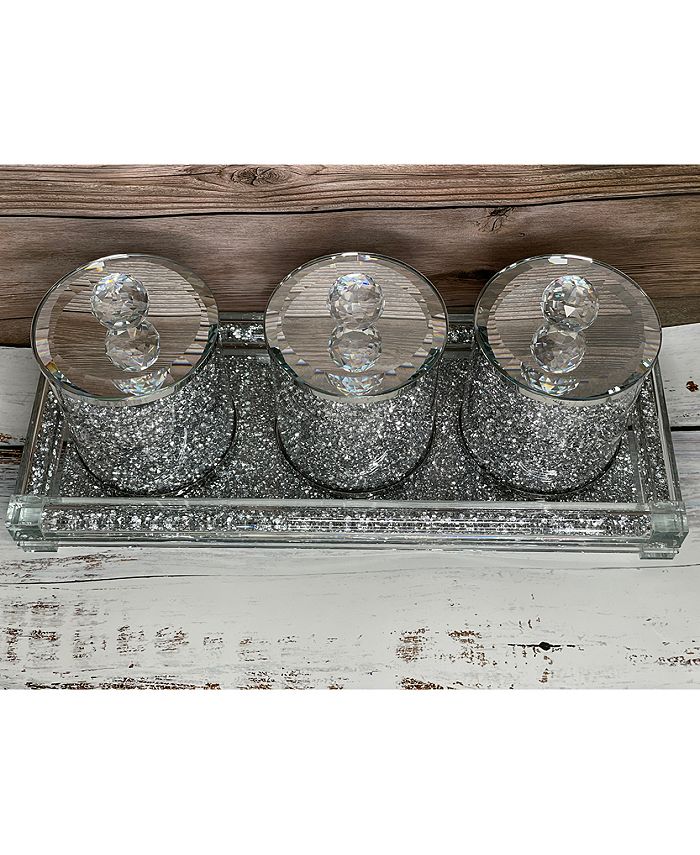 Simplie Fun Exquisite Tea, Sugar, Coffee Canisters With Tray In Crushed ...