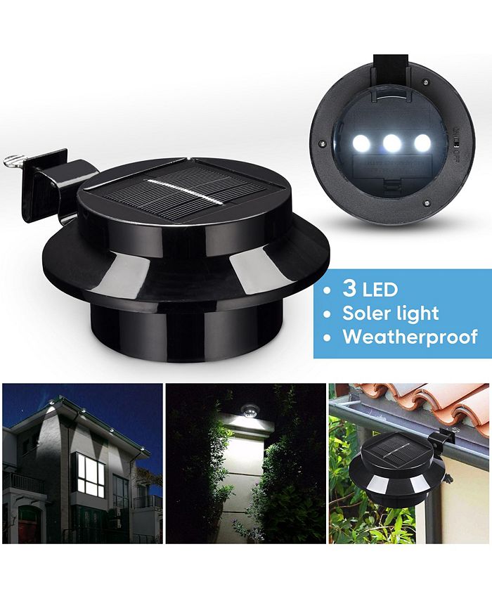 Yescom 3 LED Solar Gutter Light Waterproof Outdoor Garden Fence Wall ...