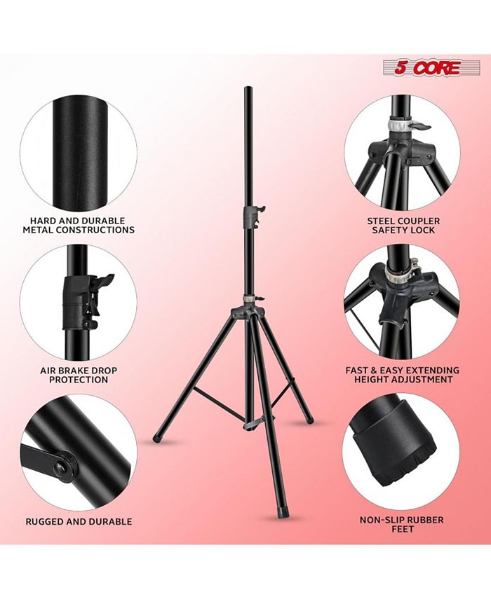 5 Core Speaker Stand Tripod Air Assist Lowering Tall Height Adjustable ...