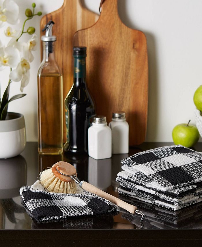 Design Imports Scrubber Dishcloths Collection Windowpane Dishrag Set ...