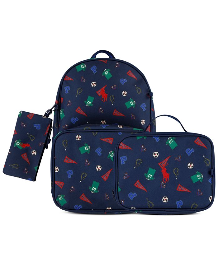 Polo Ralph Lauren Big Boys Backpack, Lunch Box and Pencil Case Combo ...