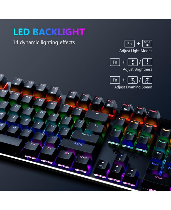 Z-EDGE 104 Keys Rainbow Backlit Gaming Mechanical Keyboard - Macy's