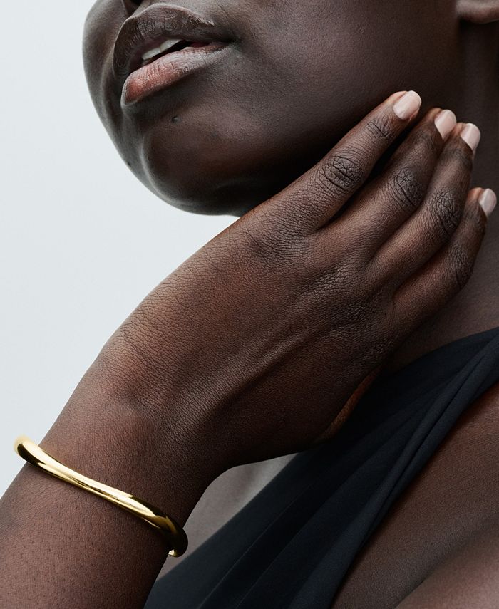 Pandora 14k gold-plated Shaped Open Bangle in 14k Gold-plated - Macy's