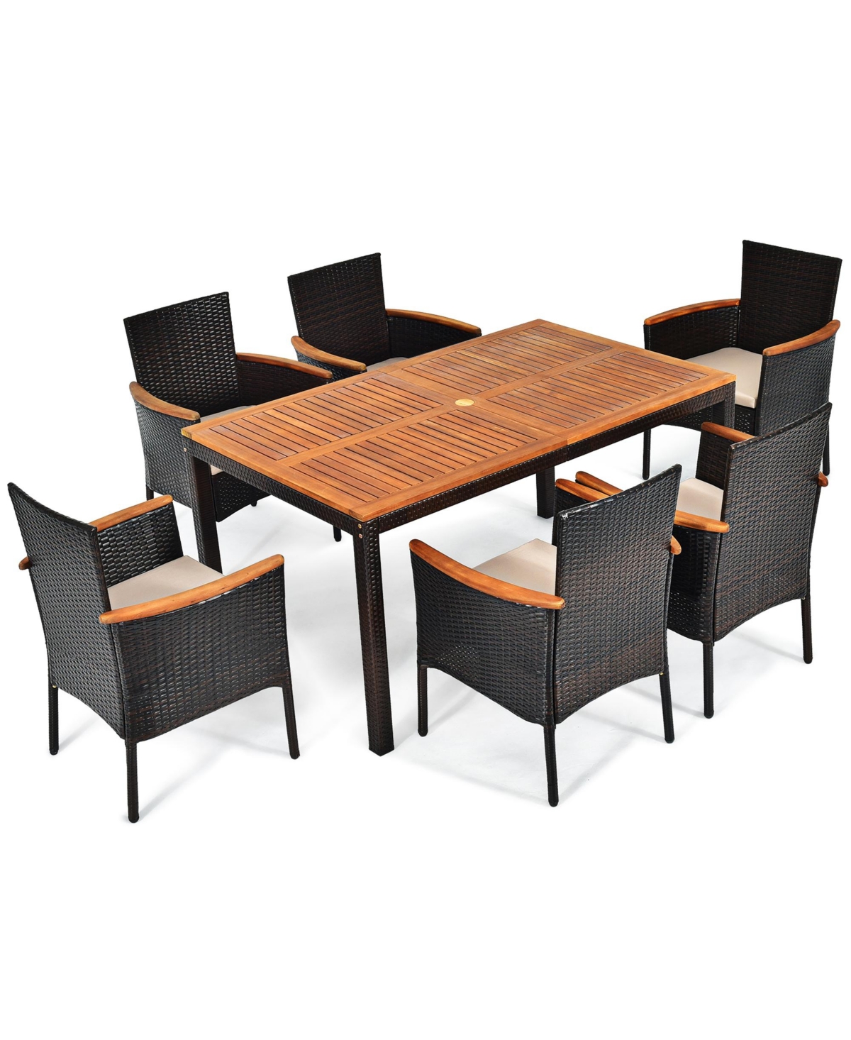 Click here for Gymax 7PCS Rattan Outdoor Dining Set Patio Furnitu... prices