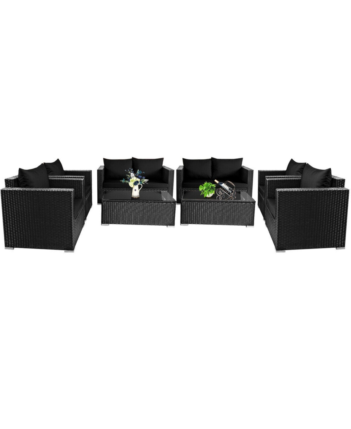 Click here for Gymax 8PCS Rattan Patio Conversation Set Outdoor F... prices