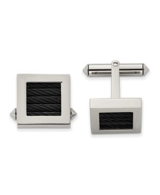 Chisel Titanium Polished Black IP-plated Wire Cufflinks - Macy's