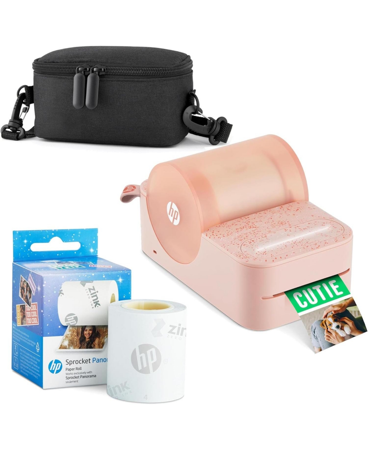 Hp Sprocket Panorama Portable Label Printer & Photo Printer Starter Bundle - Pink