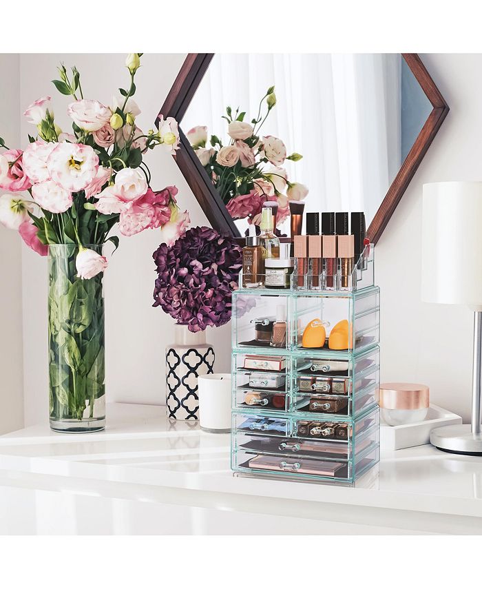 Sorbus X-Large Clear Black Makeup Organizer Case - 4 Piece Set (12 ...