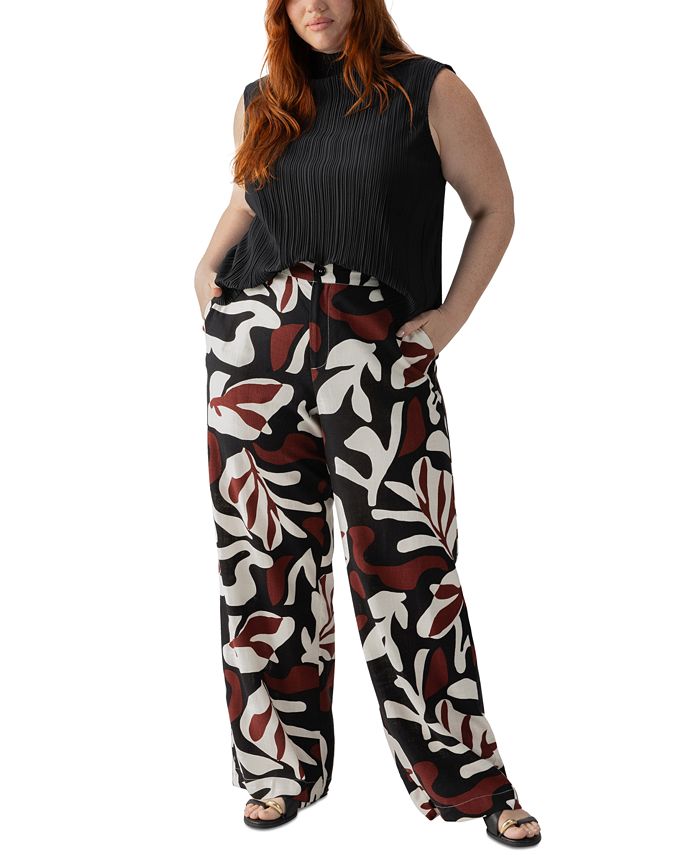 Sanctuary Women's The Soft Linen-Blend Printed High Rise Pants - Macy's