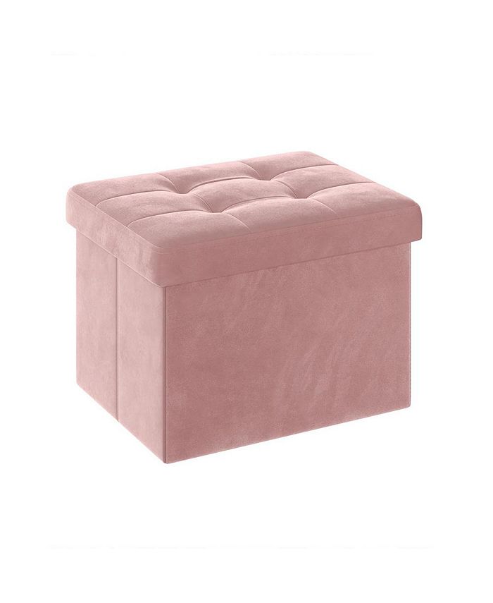 Slickblue Small Storage Ottoman, Foldable Velvet Storage Box, Storage ...