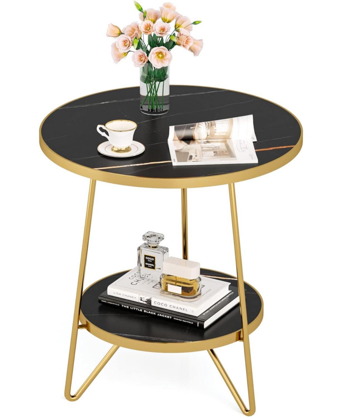 Click here for Tribesigns Faux Marble End Table  2 Tier Round Sid... prices