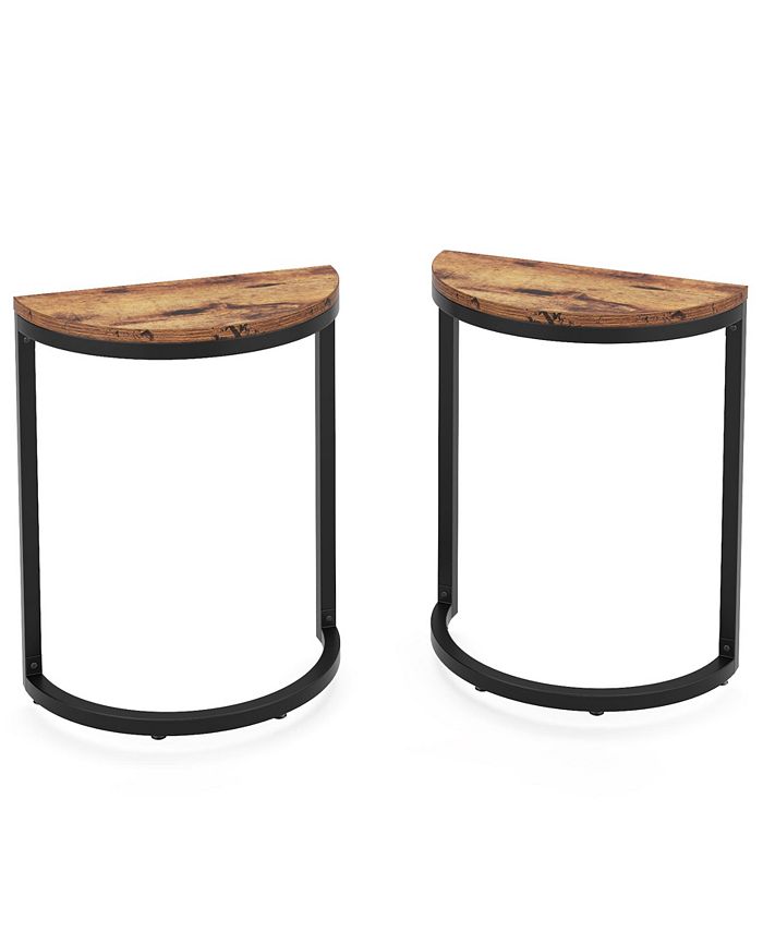 Tribesigns End Table Semi Circle Set of 2, Small Half Round Side Tables ...
