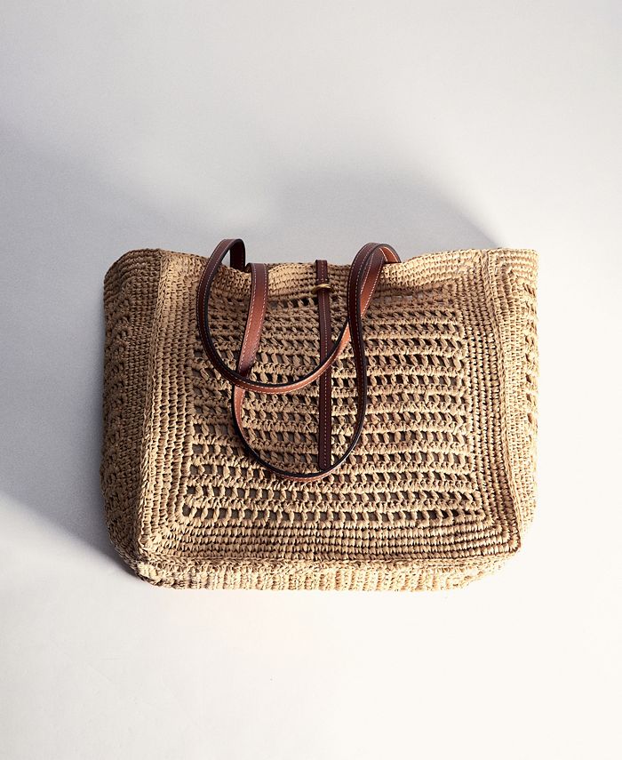 MANGO Women's Natural Fiber Shopper Bag - Macy's