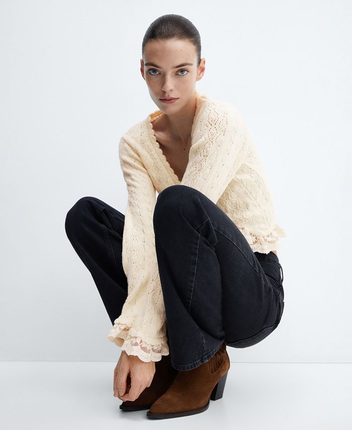 MANGO Women's Ruffled Knot Cardigan - Macy's
