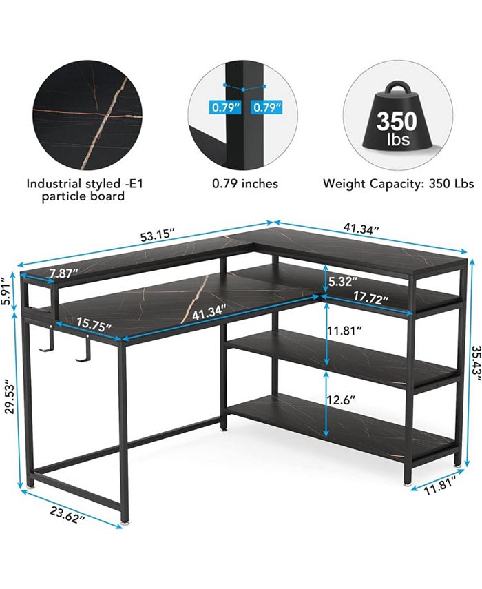 Tribesigns 53 Inch Reversible L Shaped Desk with Storage Shelf, Modern ...