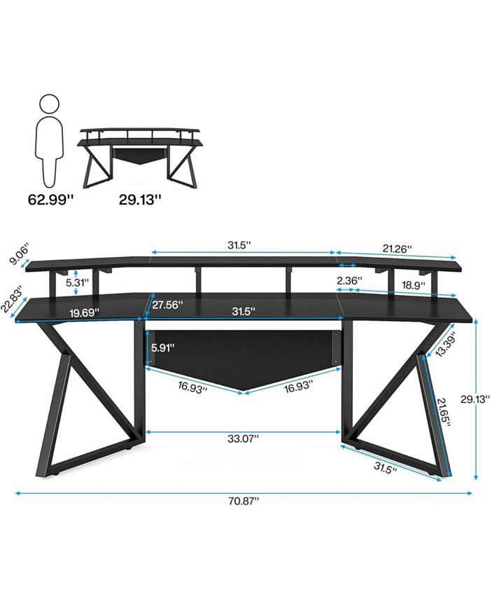 Tribesigns Computer Desk, 70.9" Large Home Office Desk with Monitor ...